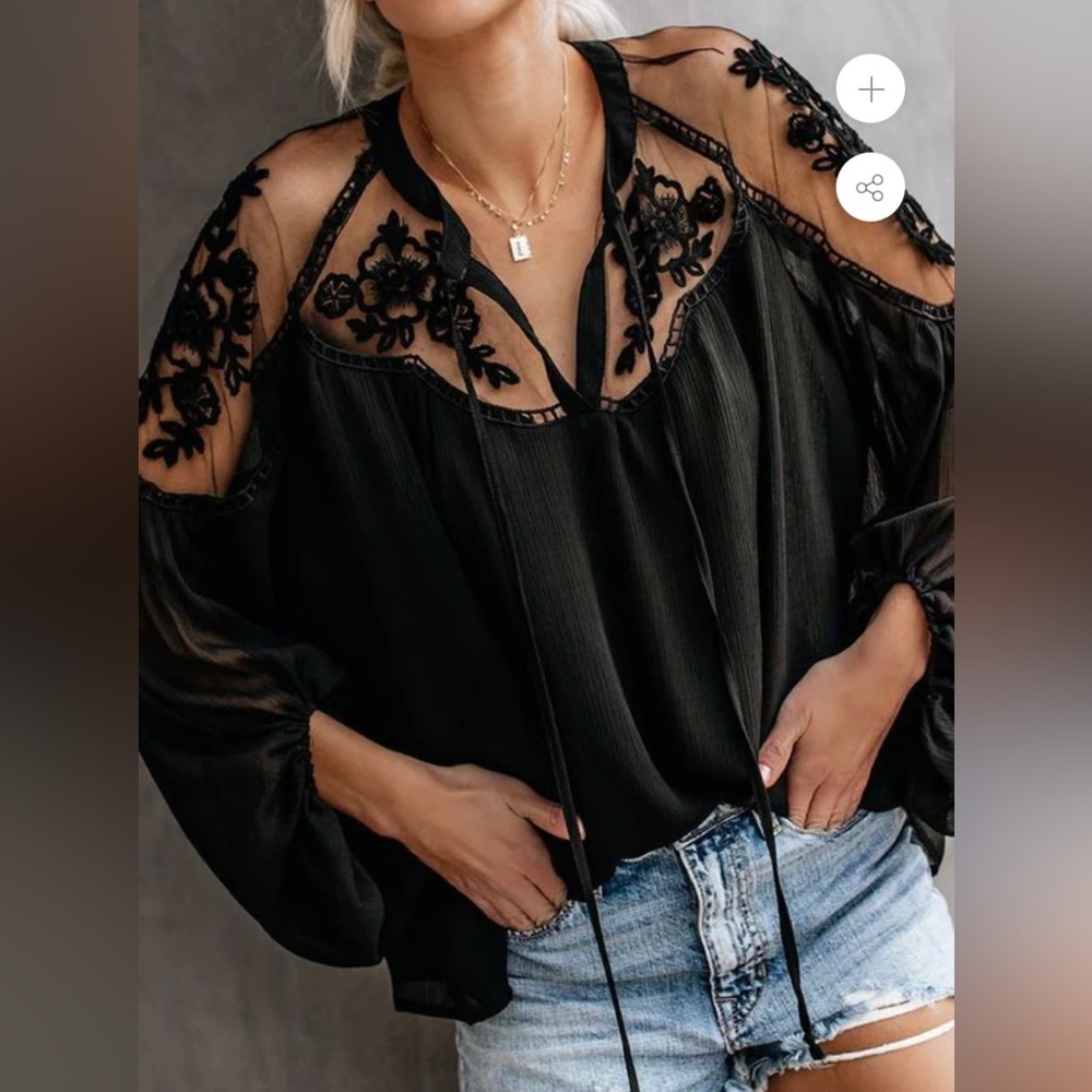 Formal Invitation Lace Blouse Black Gem